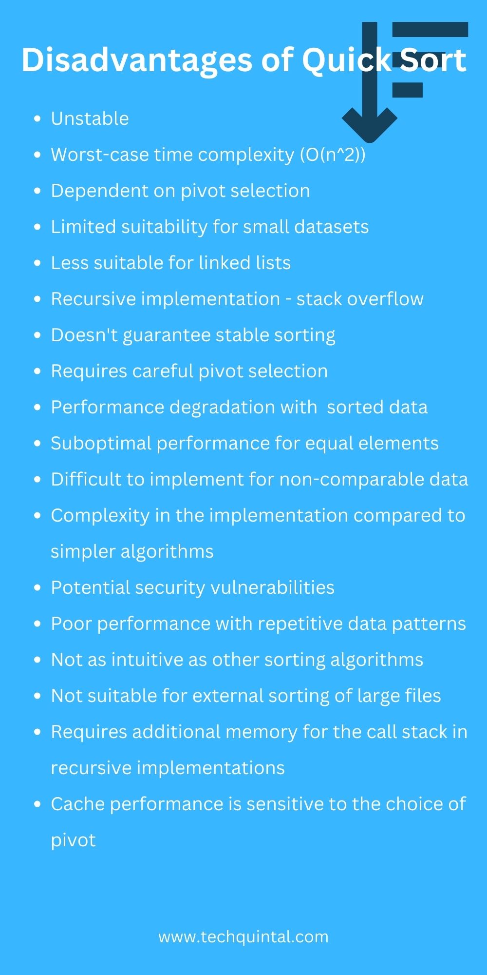 6 Advantages and Disadvantages of Quick Sort Algorithm - Tech Quintal